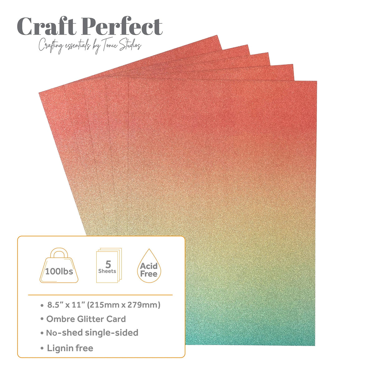 Craft Perfect 8.5"x11" Glitter Ombre Cardstock Pack – Tonic Studios USA
