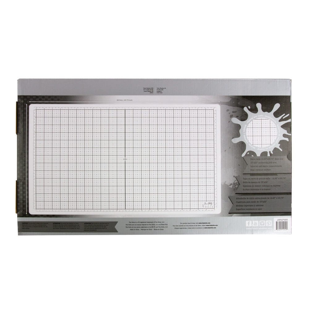 Tim Holtz 23" x 14" Glass Studio Media Mat, White – Tonic Studios USA