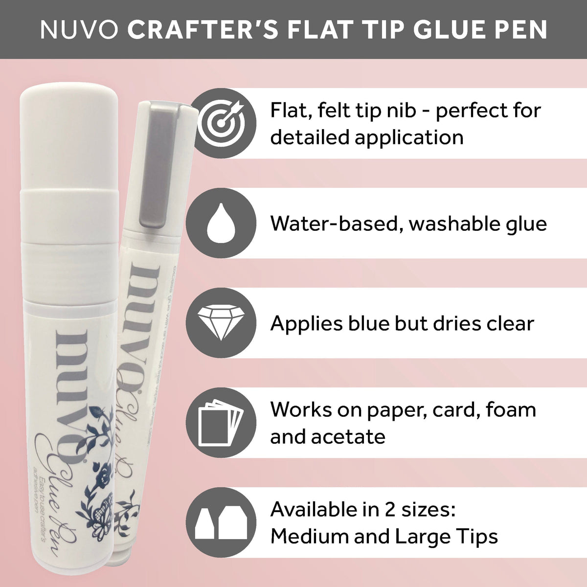 Medium Flat Tip, Large Flat Tip, or Smooth Precision Nuvo Glue Pens ...