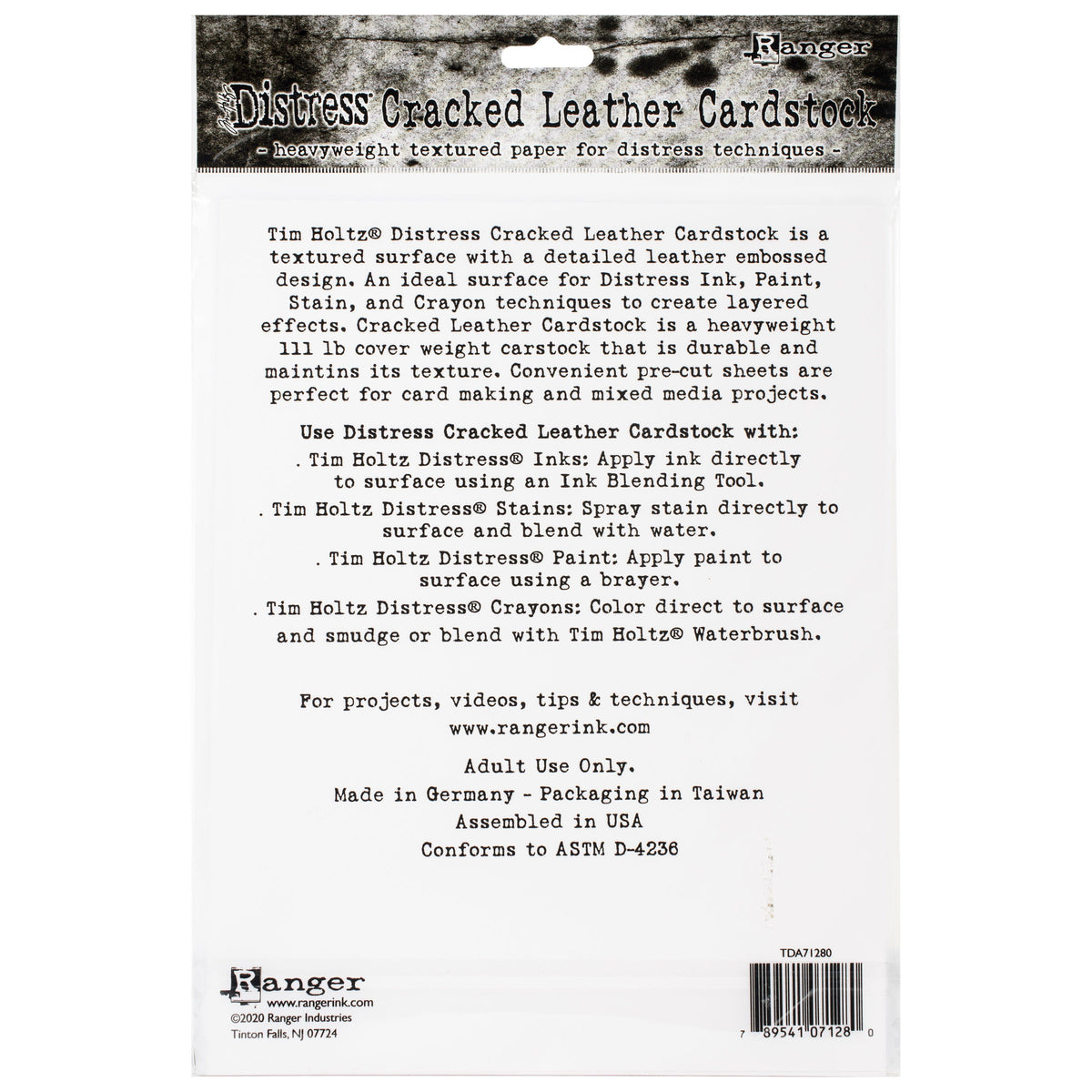 Tim Holtz Distress Cracked Leather Cardstock, 8.5" x 11" – Tonic ...